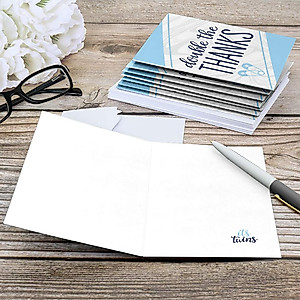 Big Dot of Happiness It’s Twin Boys - Blue Twins Baby Shower Thank You Cards (8 count)