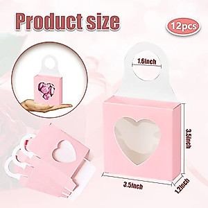 jixsloft 12 Count Pink Paper Wine Bottle Box with Window, Wine Hanging Foldable Gift Boxes Charcuterie Box Wine Boxes for Holding Candy Chocolate, Wedding Birthday Mother's Day Gift Box