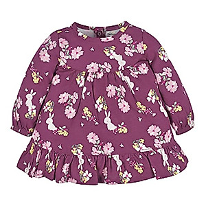 Gerber Baby Girls Toddler 2-Piece Long Sleeve Dress & Leggings Set, Pink Bouquets, 18 Months