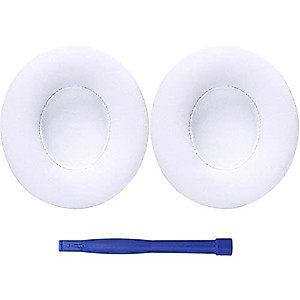 Beats Solo 3 Wireless Ear Pads Replacement, BUTIAO Protein Leather Memory Foam Headphone Earpads Ear Cushion Pad for Beats by Dre Solo 3 Wireless & Solo 2 Wireless Over Ear Headsets (White)