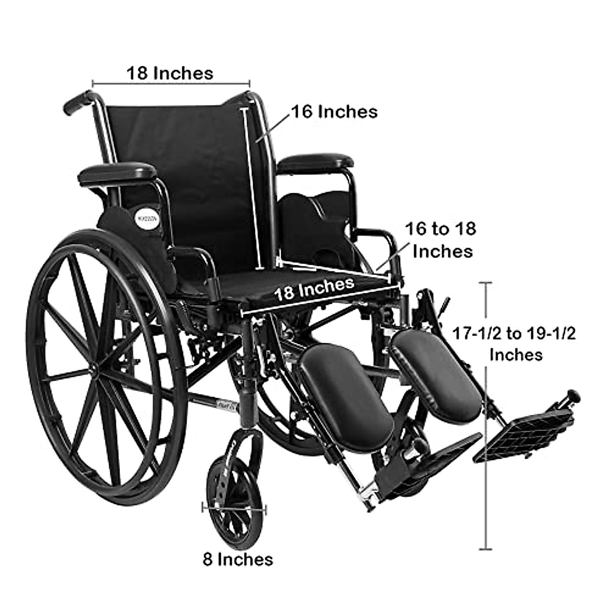 McKesson Wheelchair, Swing Away Foot Leg Rest, Elevating Leg Rest, Desk Length Arms Flip Back, 18 in Seat, 300 lbs Weight Capacity, 1 Count