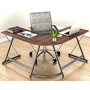 SHW Corner Home Office Desk, Walnut