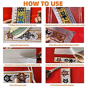 ZuoAnLF Cross Stitch Bookmark Kit 4PCS,DIY Bookmarks Cross Stitch Kits for Beginners,Stamped Embroidery Bookmark,14CT