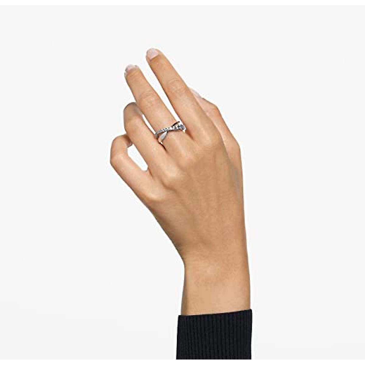 SWAROVSKI Women's Hyperbola Ring, White Crystal Stones in a Spiral Design, Rhodium Plated Setting, Size 55