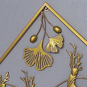 AYOUSENFAN Gold Metal Wall Decor Deer and Leaf Metal Art Wall Decor Design 70x22x0.4 Inch 3D Large Metal Wall Art for Living Room Easy Install Wall Sculptures Home Decor (3Pcs)