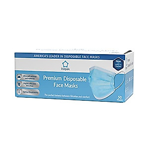 Litepak 500pcs Premium Disposable Face Mask SOFT 3ply Nose Wire - Blue