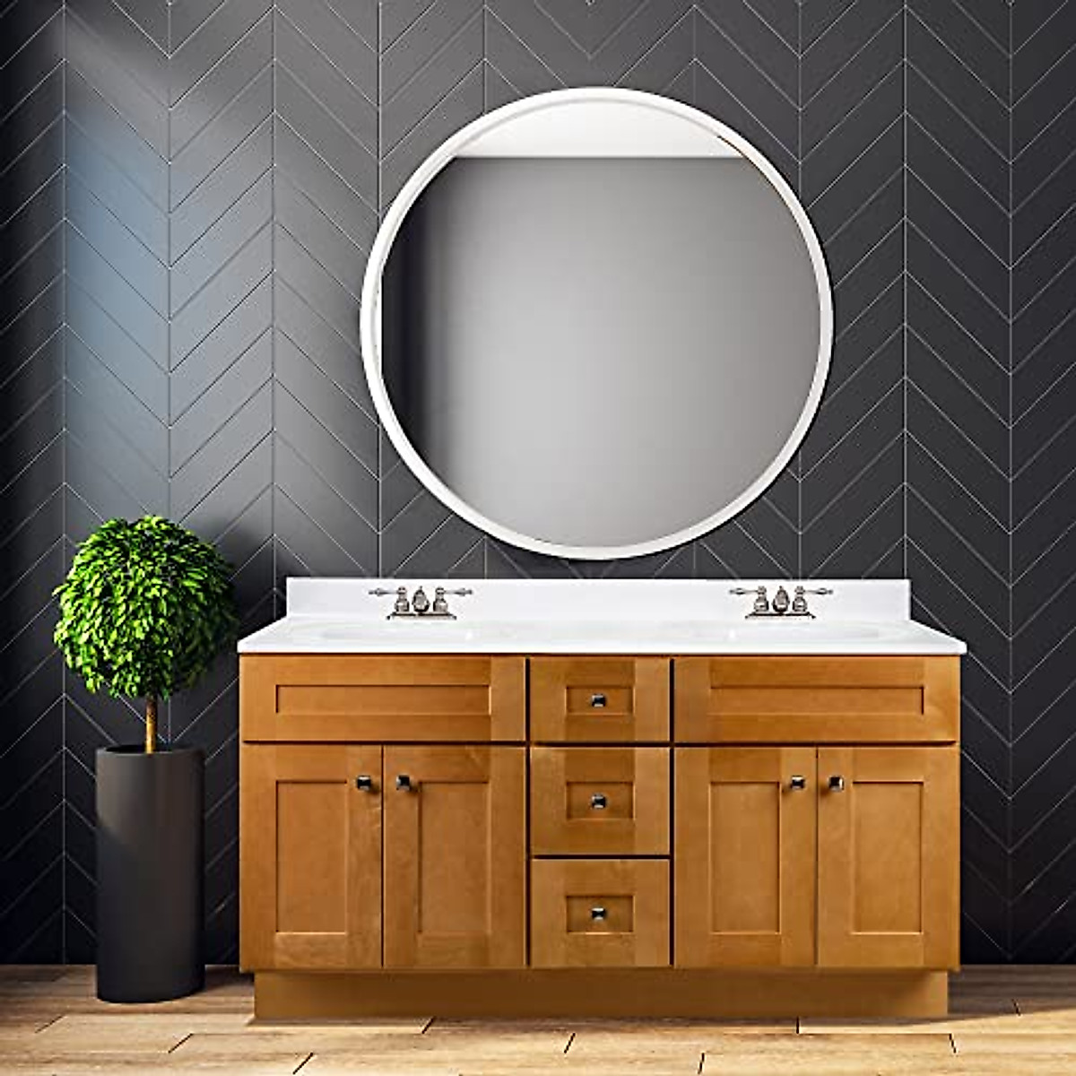 Design House Brookings 60 Inch Bathroom Vanity, Ready to Assemble, Modern Birch, 599019-MBH