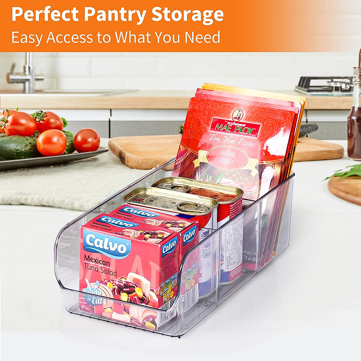GESTONE 4 Pack Pantry Snack Organizer, Pantry Organization and Storage, Pantry Organizer Bins for Snacks, Pouches, Packets, Stackable Snack Organizers for Fridge, Kitchen, Cabinets, Table, Bedroom