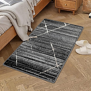 WESTLOOM Area Rug 2x3 Modern Abstract Doormat Retro Accent Mat Indoor Entrance Kitchen Rug Contemporary Indoor Mat Soft Door Mat Boho Plush Small Rug Living Room Bedroom Grey