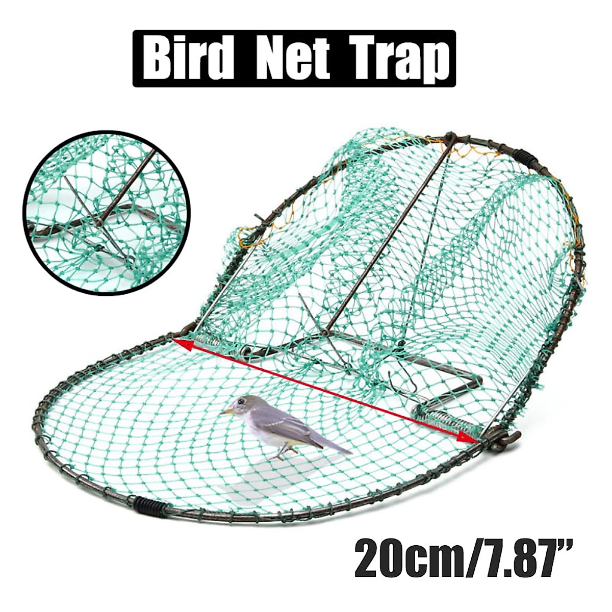 WBTY Catching Bird Net Bird Pigeon Humane Live Trap Mesh for Sparrows Pigeons Quail and Small Birds (20cm)