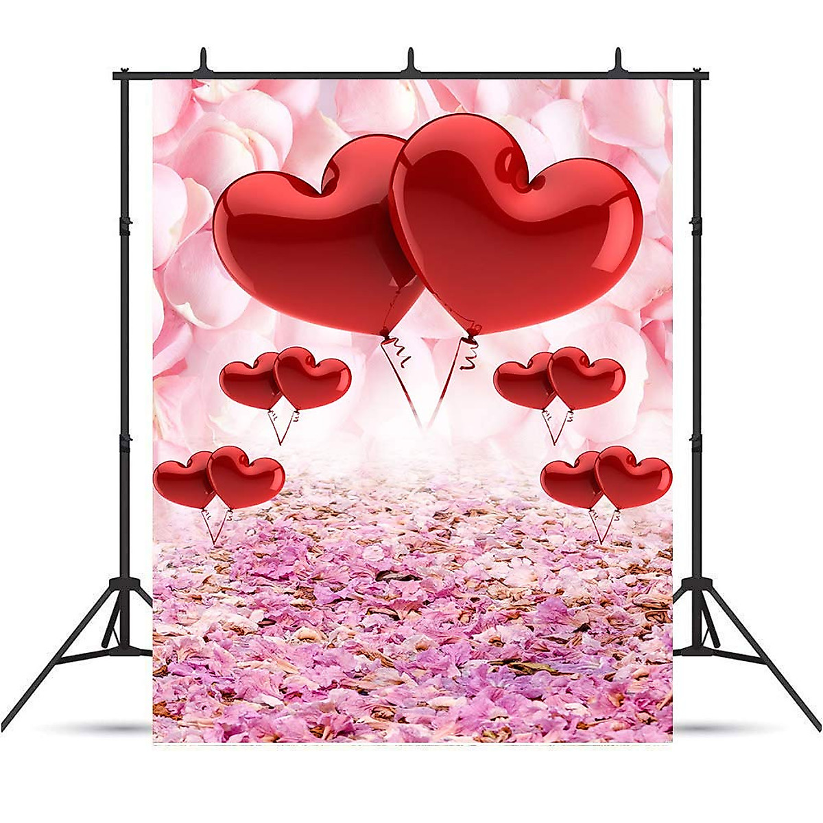 Valentine's Day Love Heart Photography Backdrops 5x7ft Pink Rose Flowers Wedding Photo Background for Pictures Newborn Bridal Shower Birthday Party Banner Decor Mother's Day Photo Studio Props