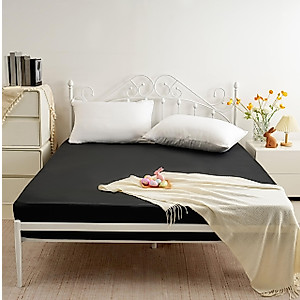 AYASW Fitted Sheet Only Full Size Deep Pocket 16 Inches Soft and Cozy Bed Bottom Sheet 1 Piece 1800 Double Brushed Microfiber Wrinkle Fade Resistant Easy Care Stable Black Holiday Decor