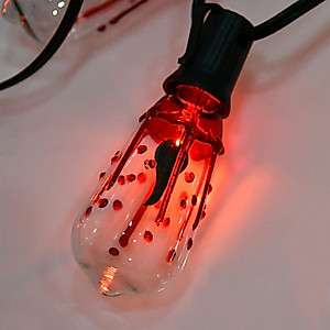 Halloween Flicker Flame Light Bulbs, ST40 Blood Drop Replacement Bulbs Edison Flicker LED Bulbs with Orange Red Flame for Outdoor Halloween String Lights, 1 Watt- E17 Intermediate Base, 10 Pack