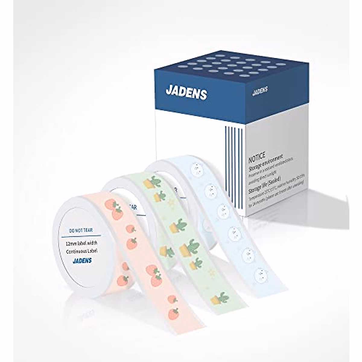 JADENS L12 Label Maker Tape, Continous 0.59inx18.04ft Thermal Laminated Waterproof Self-Adhesive Multipurpose Labeling Tape Replacement, 3 Pack(Patterned), not Compatible with D110