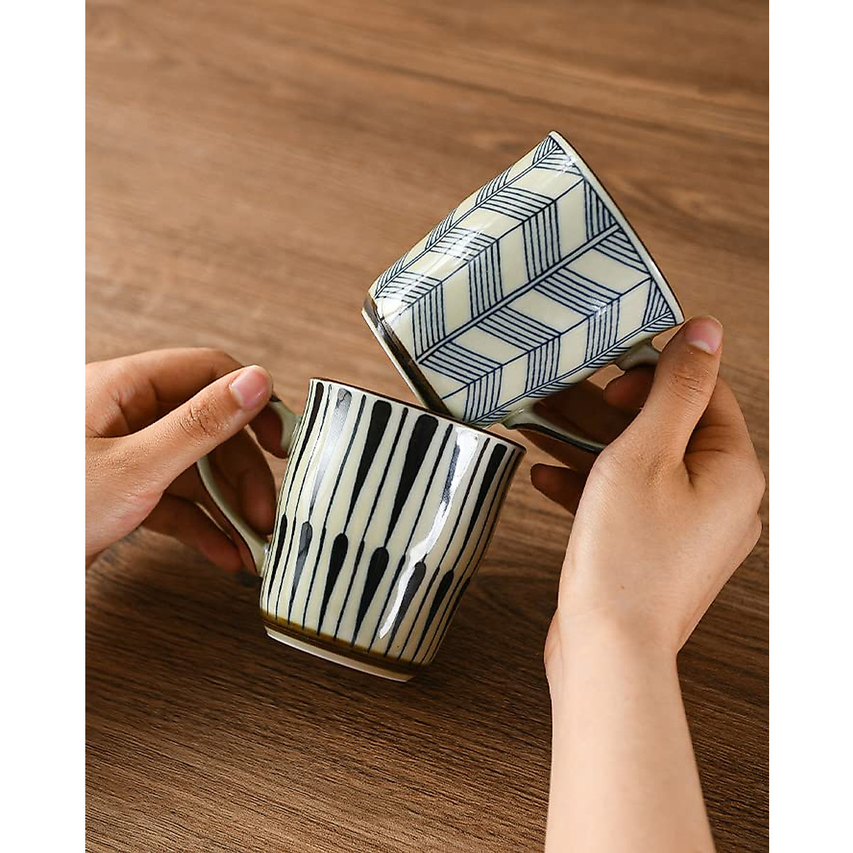 Caalio Ceramic Tea Cup Coffee Mug for Office and Home, Japanese Retro Style, Dishwasher and Microwave Safe, for Tea, Juice, Coffee - 9oz - Arrow Feather