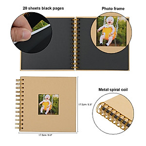 Scrapbook Photo Album Black Paper Pages DIY Scrapbook Album Wedding Anniversary Baby Family Memory Gift 7x7 Inches Scrapbook Brown with 2pcs Stickers