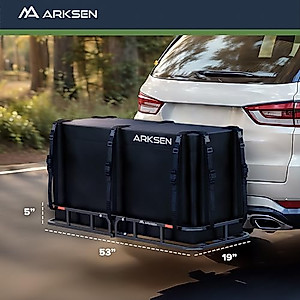 ARKSEN 53 x 19 Inch Heavy Duty Cargo Rack Carrier 500 Lbs Capacity 2/1.25 Inch Receiver Hitch Luggage Basket for SUV Pickup Camping Traveling