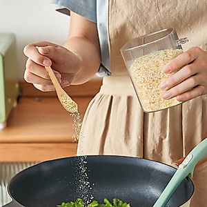 ComSaf 31oz Glass Jars with Bamboo Lids & Spoons Set of 4, Square Glass Containers with Lids, Sugar Coffee Containers Salt Spice Jars, Pantry Storage Container for Loose Tea, Candy, Brown Sugar, Nuts