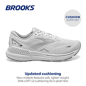 Brooks Women’s Adrenaline GTS 23 Supportive Running Shoe - White/Oyster/Silver - 9 Medium