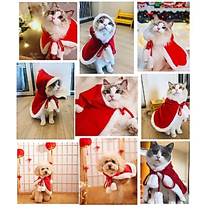 Cat Christmas Hooded Cloak Pet Dog Costume Cape with Hat Cute Kitten Puppy Red Poncho Santa Claus Cosplay Robe for Xmas Party