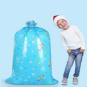 HANSWARE Extra Large Gift Bag for Presents,Shower Gift Bags for Boys, Jumbo Baby Gift Bag for Wedding Wrapping,Birthday, Party,Giant Huge Gifts- 56" x 36" (Blue Plane, 1 Count)