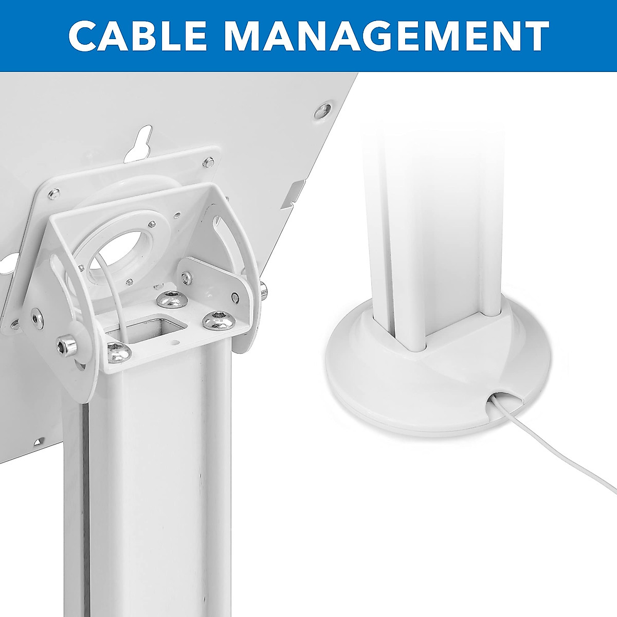 Mount-It! Secure Tablet Floor Stand for iPad, iPad Pro, iPad Air, Samsung Tab A | Anti-Theft Tablet Floor Mount Compatible with 10.2 and 10.5" Tablets | Tablet Kiosk Floor Stand (MI-3770W_G7), White