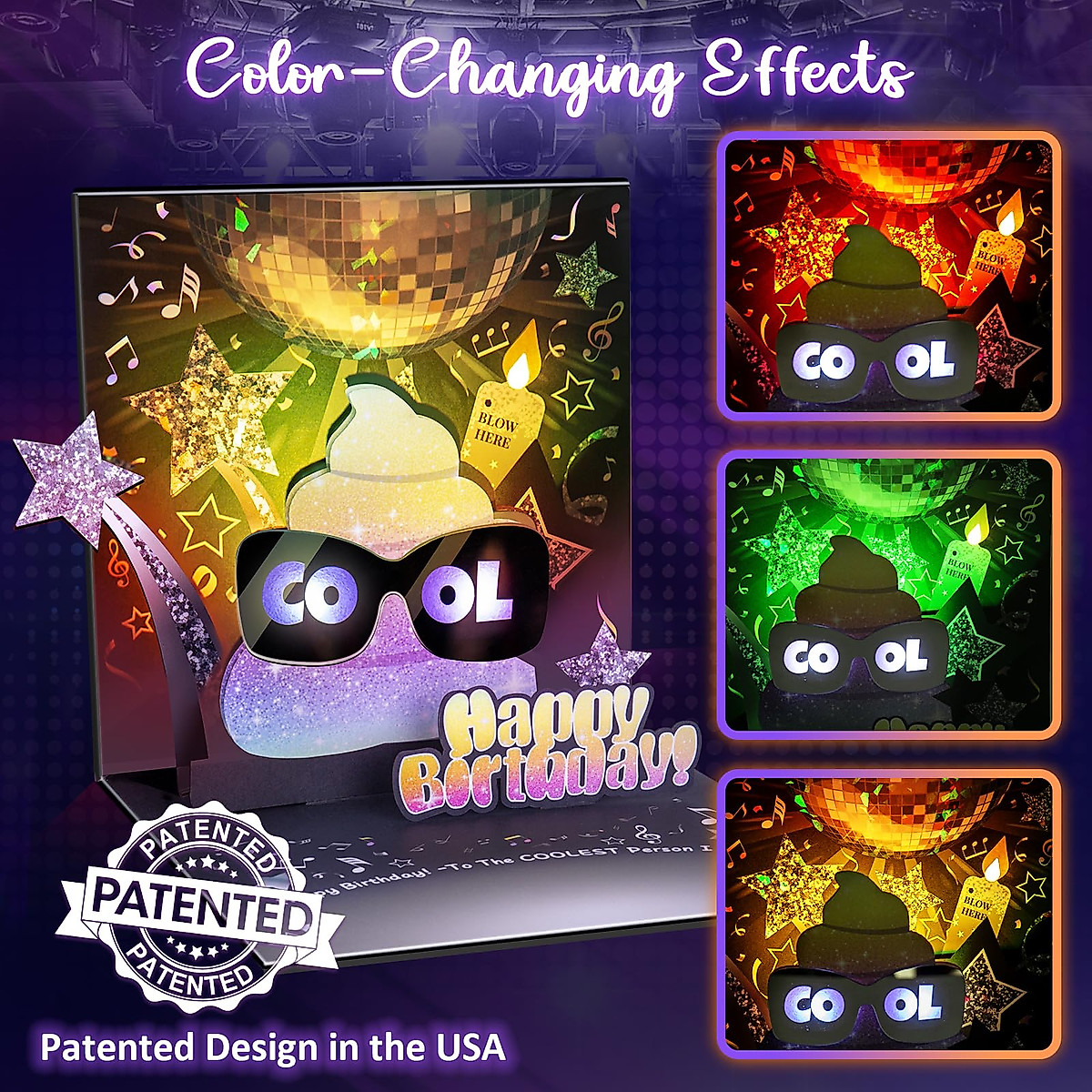 Birthday Card | Musical Pop Up Birthday Cards w Lights | Blow Out Candle and Play Rocking Happy Birthday Music Pop-Up Card | Cool Greeting Card for the Coolest | for Him & Her, Men & Women