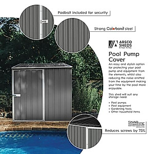 Absco Pool Pump Cover - Versatile Horizontal Storage Shed | 5 x 5 ft | Easy Assembly | Woodland Gray | Ideal for Pool, Trash Cans, Garden & Pool Equipment | SNAPTiTE Assembly System | Safety Features