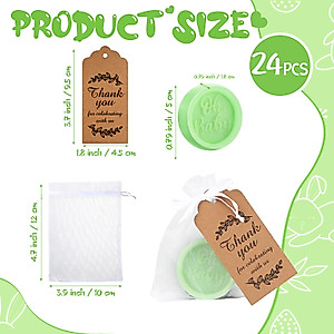 Demissle 24 Sets Baby Shower Soap Favors Handmade Scented Soap with Gift Bags and Thank You Cards for Baby Shower Gender Reveal Favors Decorations Gift Supplies(Green, Baby)