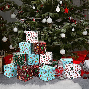 Cholemy 20 Pack Christmas Shipping Boxes Christmas Gift Boxes Decorative 4 Designs Empty Recyclable Cardboard Xmas Mix Pattern Christmas Box for Wrapping Holiday Present Small Business (5 x 5 x 5 In)