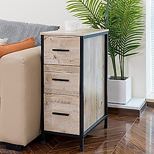 UEV Bathroom Drawer Organizer,Free Standing Single Vanity,Oak Nightstand,Vertical Dresser Storage Tower Vanity for Bedroom/Hallway/Entryway,Self-Assemble,3 Drawers