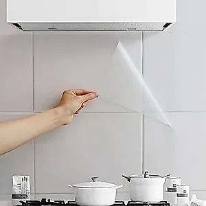 CHANMOL Clear Peel and Stick Wallpaper, Self-Adhesive Wallpaper Wall Protector, Oil Proof Waterproof Contact Paper for Kitchen Cabinets, Whiteboard, Shelf Drawer Liner (15.7" x 118")