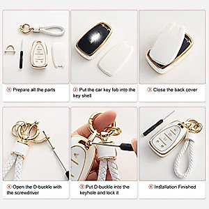 RUABIBAN for BMW Key Fob Cover with Keychain, Soft TPU Key Case Protection Fit for BMW X1 X2 X3 X5 X6 X7 and Series 1 2 3 4 5 6 7 8 Remote Smart Key Protector