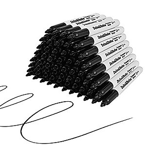 Dabo&Shobo 60 Pack Black Permanent Markers, Fine Point, Assorted Colors, Works on Plastic,Wood,Stone,Metal and Glass for Doodling, Coloring