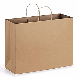 Eupako 16x6x12 Paper Bags, Brown Large Paper Bags with Handles Bulk, Kraft Grocery Bags, Paper Shopping Bags, Merchandise Bags, Retail Bags (Pack of 50)