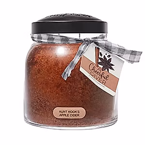 A Cheerful Giver — Aunt Kook's Apple Cider - 34oz Papa Scented Candle Jar with Lid - Keepers of the Light - 155 Hours of Burn Time, Gift for Women, Brown