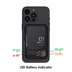 Aulumu M03 Wireless Magnetic Battery [for MagSafe] with Stand Battery Pack 3,500mAh, Wireless Portable Charger Compatible with iPhone 15/14/13/12 Series - Black