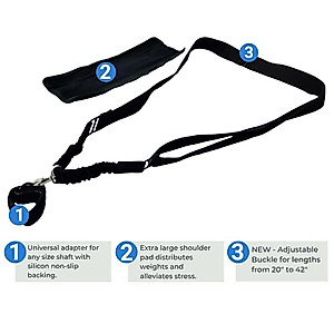 Sling Swing Adjustable Weed Eater & Grass String Trimmer Harness Shoulder Strap w/ Shock Bungee, Quick Detach Swivel, Ambidextrous, Limb Strain & Arm Stretch Tool - Professional Comfort Garden Tools