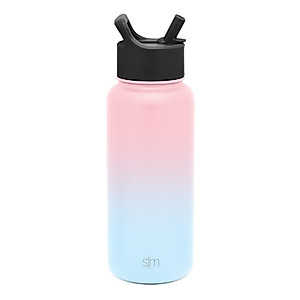 Simple Modern Water Bottle with Straw Lid Vacuum Insulated Stainless Steel Metal Thermos Bottles | Reusable Leak Proof BPA-Free Flask for Gym, Travel, Sports | Summit Collection | 32oz, Pink & Blue