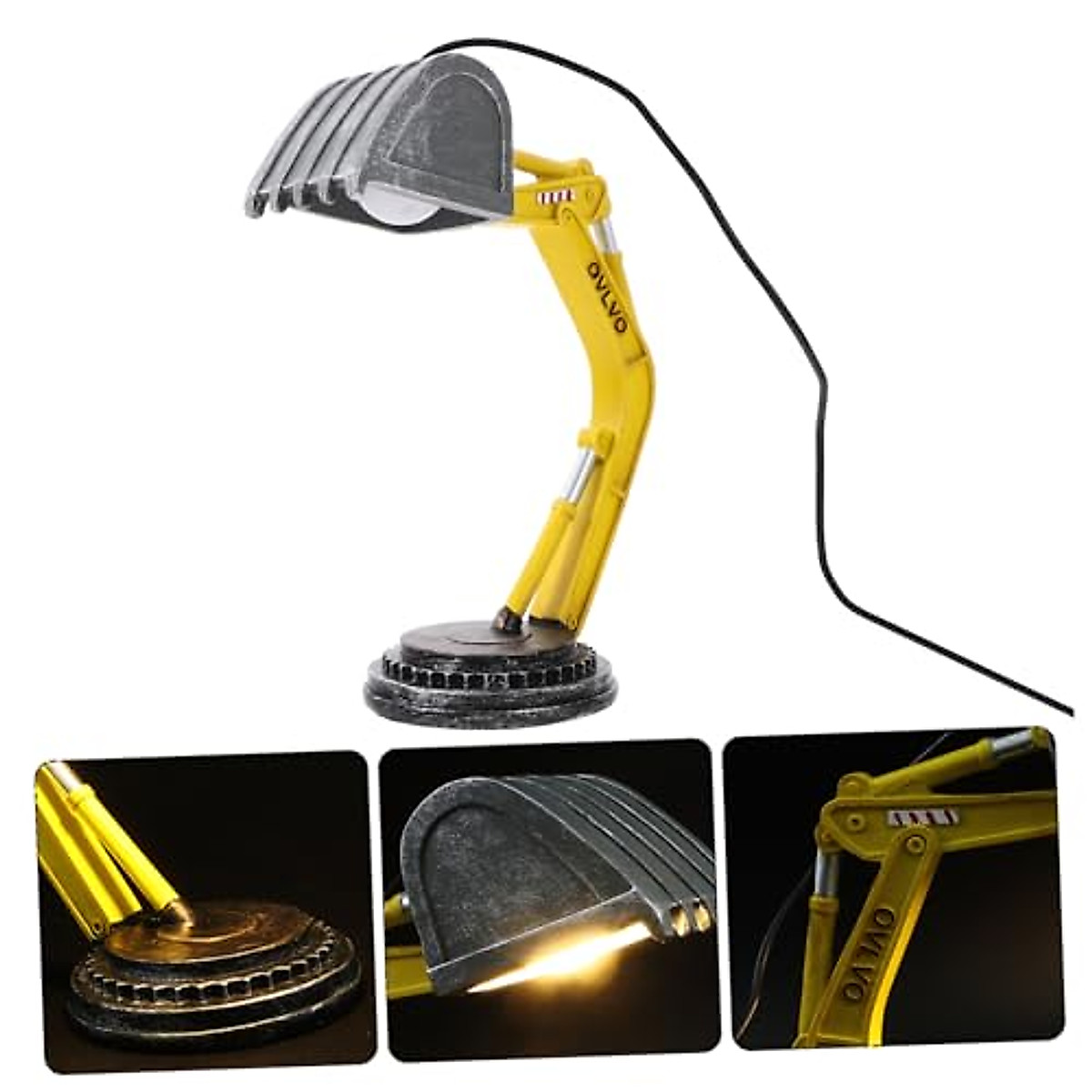 Baluue Excavator Table Lamp, Unique Night Light Excavator Shaped Industrial Design Led Light with Charging Cable Bedroom Night Light Excavator Model Night Lamp for Boys Desktop Decor