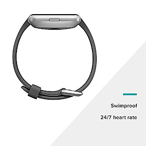 Fitbit Versa Lite Smartwatch,GPS,Charcoal/Silver Aluminum, One Size (S & L Bands Included)