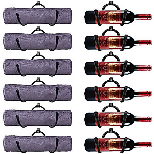 6 Pack—Wall Mount Wine/Towel Rack,Wall Mounted Flexible Adjustable Metal Wine Bottle & Glass Rack Holder | Home & Kitchen Décor | Storage Rack | Wall Mounted Shelves — Rubber protection （No scratches）