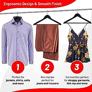 Black Wooden Hangers Heavy Duty Suit Hangers with 360° Swivel Hook Wood Hangers Fancy Hangers Clothes Hanger Perfect for Shirt, Coat, Suit, Jacket, Skirts, Pants Hangers Pack of 20