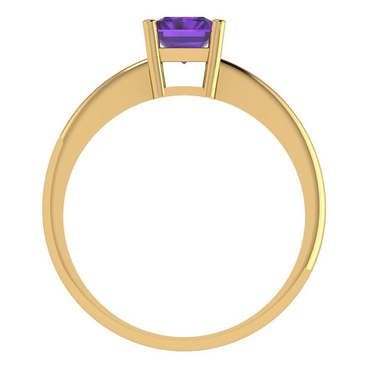 Clara Pucci 1.0 ct Radiant Cut Solitaire Natural Amethyst gemstone Bridal Designer Anniversary Engagement Ring Real 14k Yellow Gold