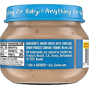 Gerber Mealtime for Baby 2nd Foods Baby Food Jar, Chicken & Gravy, Non-GMO Pureed Baby Food with Essential Nutrients, 2.5-Ounce Glass Jar (Pack of 20 Jars)