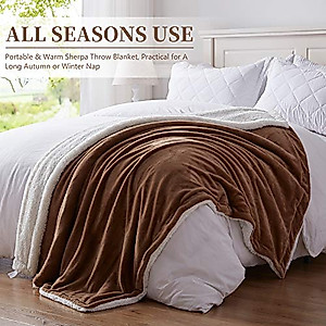 SEMECH Sherpa Throw Blanket Throw Size, Sherpa Fleece Throw Blanket Lightweight, Reversible Sherpa Blanket Machine Washable, 50" x 60", Tannin