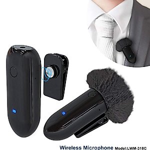 LESNGO 318C Wireless Lavalier Microphone, 20 UHF Channel Wireless Lapel Microphone XLR Lav Mic Compatible with iPhone Smartphone Camera Microphone for Streaming YouTube Interview Vlog (Black)