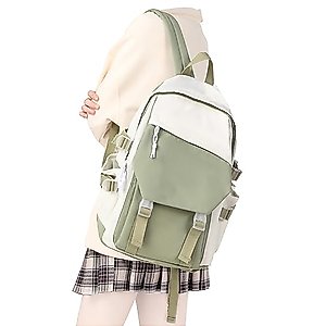 UPPACK Backpack small backpack for women aesthetic college backpack travel backpack Hiking Preppy Backpack for Men Lightweight Casual Daypack（Grey Green）