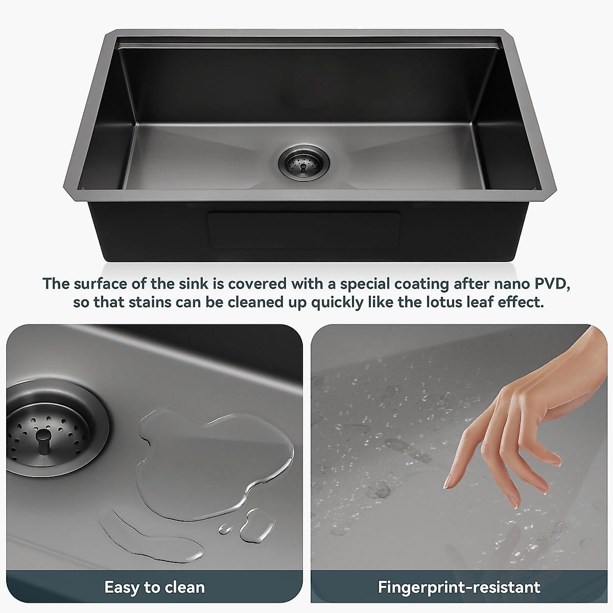 33 Kitchen Sink Black Stainless - Lordear 33 Inch Undermount Sink Ledge Workstation Gunmetal Black Stainless Steel 16 Gauge Single Bowl Under Counter Kitchen Sink Basin with Accessories