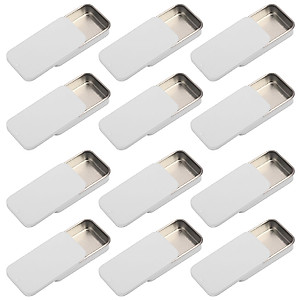 GENHAKON 50 PCS 2.36X1.3X0.43 Inch, Slide Top Tin Containers for Lip Balm, Rectangular Metal Tin Box with Sliding Lid for Small Items, Such as Candy, Charging cable, Pills, Earring, Jewelry, Etc